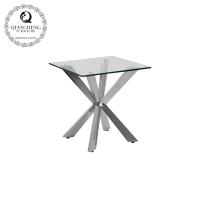 China 5 15mm Stainless Steel Side Tables For Living Room 35kg Modern glass top for sale
