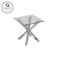 China 5 15mm Stainless Steel Side Tables For Living Room 35kg Modern glass top for sale