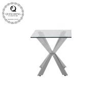 China 5 15mm Stainless Steel Side Tables For Living Room 35kg Modern glass top for sale