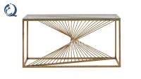 China Tempered Glass 150x45x85cm SS Console Table French Style Gold Metal Legs for sale