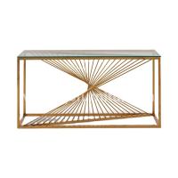 China Tempered Glass 150x45x85cm SS Console Table French Style Gold Metal Legs for sale