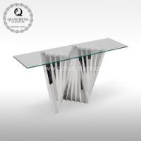 China Modern 51kg SS Console Table 160cmx45cmx75cm Canada Style Glass top for sale