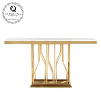 China 160x45x85cm 0.3cbm Stainless Steel Console Table With Marble Top 20mm for sale