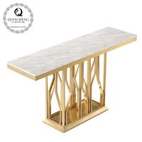 China 160x45x85cm 0.3cbm Stainless Steel Console Table With Marble Top 20mm for sale