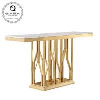 China 160x45x85cm 0.3cbm Stainless Steel Console Table With Marble Top 20mm for sale