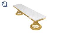 China Metal 60kg Luxury TV Table For Living Room White Top Gold Frame for sale