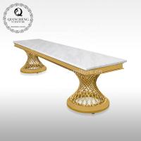 China Metal 60kg Luxury TV Table For Living Room White Top Gold Frame for sale