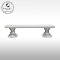 China Metal 60kg Luxury TV Table For Living Room White Top Gold Frame for sale