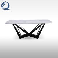 China Anti Scratch Stainless Steel Marble Dining Table 200cm Minimalist Design for sale