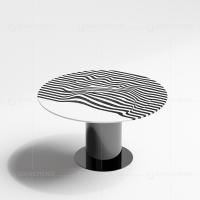 China Black Metal Dia 130x75cm Marble Top Round Dining Table long lasting wear for sale