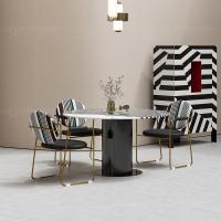 China Black Metal Dia 130x75cm Marble Top Round Dining Table long lasting wear for sale