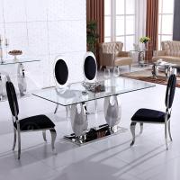 China 160x90x75cm Tempered Glass Dining Table Home Furniture 0.12m3 for sale