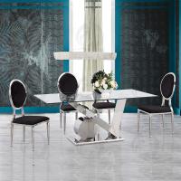 China clear 0.4CBM Tempered Glass Dining Table V Shape SS201 Base For Restaurant for sale