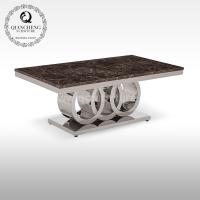 China 130x70x45cm SS Coffee Table 20mm Marble Top Living Room Tables for sale