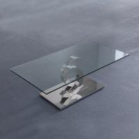 China Clear 0.2cbm Tempered Glass Top Coffee Table polished stainless steel legs for sale
