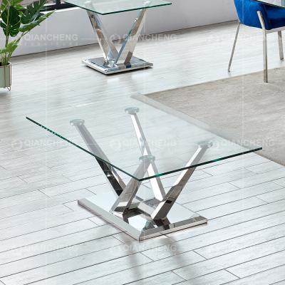 China Light 50kg SS Coffee Table With Tempered Glass Top Rectangle Shape for sale