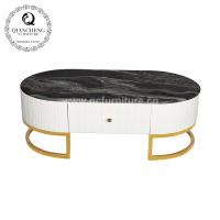 China Metal Frame Marble Living Room Table With MDF Cabinet 130x70x44cm for sale