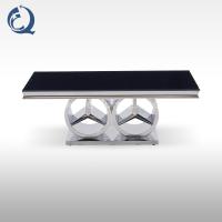 China 130x70x45cm Black Glass Top Coffee Table For Living Room Long Lasting Wear for sale