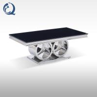 China 130x70x45cm Black Glass Top Coffee Table For Living Room Long Lasting Wear for sale