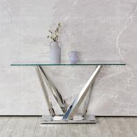 China 160cm Glass Top Metal Console Table for sale