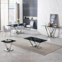 China 160cm Glass Top Metal Console Table for sale