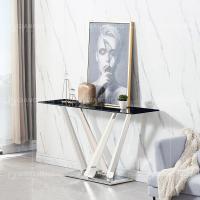 China 160cm Glass Top Metal Console Table for sale