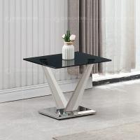 China 60x60x60cm Stainless Steel Side Tables Glass Top 0.24CBM No Folded for sale