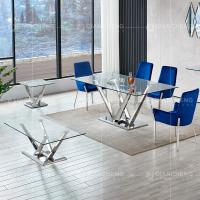 China 60x60x60cm Stainless Steel Side Tables Glass Top 0.24CBM No Folded for sale
