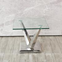 China 60x60x60cm Stainless Steel Side Tables Glass Top 0.24CBM No Folded for sale