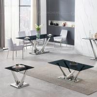 China 60x60x60cm Stainless Steel Side Tables Glass Top 0.24CBM No Folded for sale