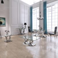 China High Gloss 0.216cbm SS Coffee Table 12mm Tempered Glass Center Table for sale