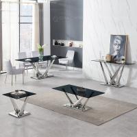 China Tempered Glass Metal Leg Dining Table Set Home Furniture with 8 Seater for sale