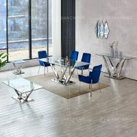China Tempered Glass Metal Leg Dining Table Set Home Furniture with 8 Seater for sale