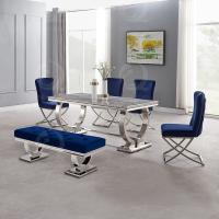 China Luxury 180x90x75cm SS Steel Furniture Dining table With 20mm Marble Top for sale