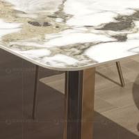 China White 180x90x75cm Luxury Marble Dining Table Golden Stainless Steel Base for sale