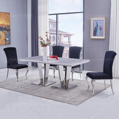 China OEM Italian Living Room Furniture 36inch Stainless Steel Marble Dining Table for sale
