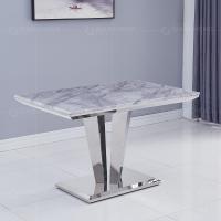 China Small Rectangle 130x90x75cm SS Dining Tables Artifial Grey Marble Top For Kitchen for sale