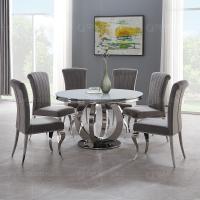 China No Folded OEM SS Dining Tables Modern Mirror Round Glass Top for sale