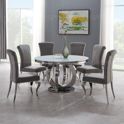 China No Folded OEM SS Dining Tables Modern Mirror Round Glass Top for sale