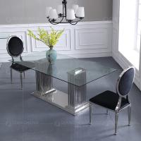 China 1.2mm 201 SS Dining Tables Tempered Glass Modern Room Furniture for sale