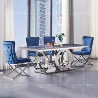 China 20 - 40mm Marble Stone Gold Stainless Steel Furniture 10 Seater Dining Table Sets for sale