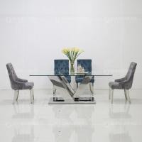 China Rose Gold 180x90x75cm SS Dining Tables Durable Marble Dining Room Table for sale