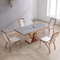 China Rose Gold 180x90x75cm SS Dining Tables Durable Marble Dining Room Table for sale