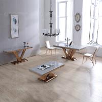 China Rose Gold 180x90x75cm SS Dining Tables Durable Marble Dining Room Table for sale