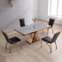 China Rose Gold 180x90x75cm SS Dining Tables Durable Marble Dining Room Table for sale