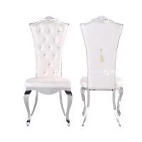 China White Modern Crystal PU Leather Dining Chairs 10.5kg 201 Stainless Steel frame for sale