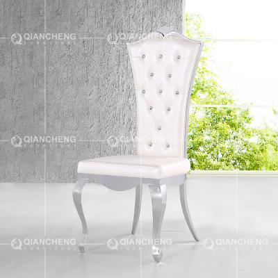 China White Modern Crystal PU Leather Dining Chairs 10.5kg 201 Stainless Steel frame for sale