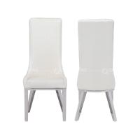 China Mirror Silver 122cm SS Dining Chairs PU Black High Back Dining Chairs for sale