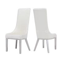 China Mirror Silver 122cm SS Dining Chairs PU Black High Back Dining Chairs for sale