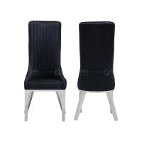 China Mirror Silver 122cm SS Dining Chairs PU Black High Back Dining Chairs for sale